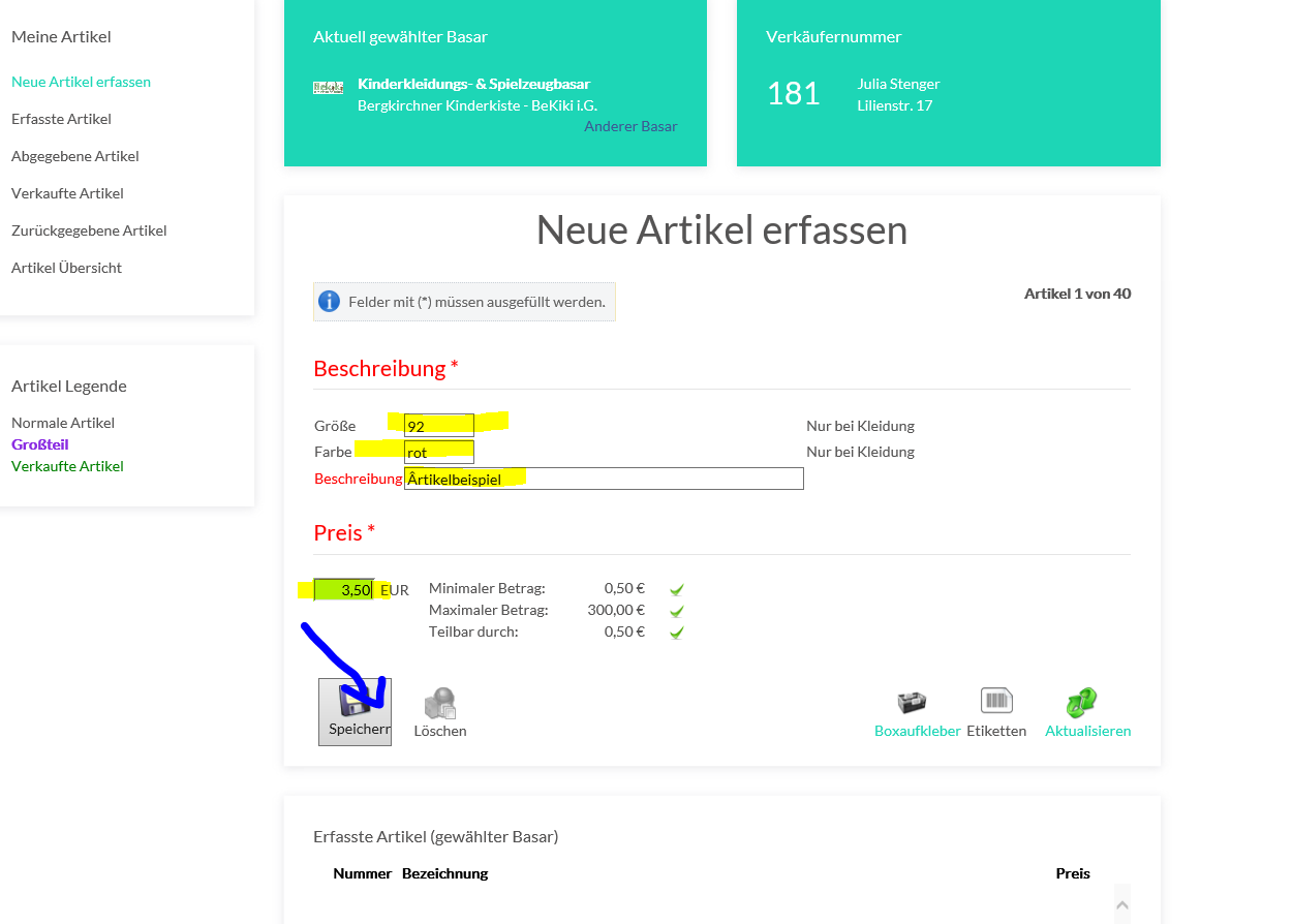 Bergkirchner Kinderkiste - BeKiki - Easybasar Anmeldung